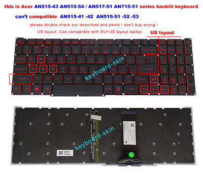 New For Acer Nitro AN515-54 AN515-43 AN517-51 AN715-51 Keyboard US ...