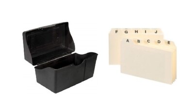 Black Index Card Holder with Alphabetic Guide Set Built In Ridges ...
