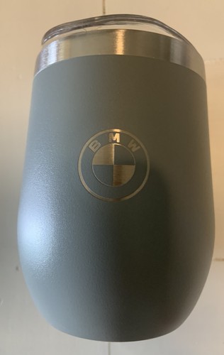 BMW MOTORS Logo Metal flat Gray color YETI Style Tumbler Cup + Lid! NEW ...