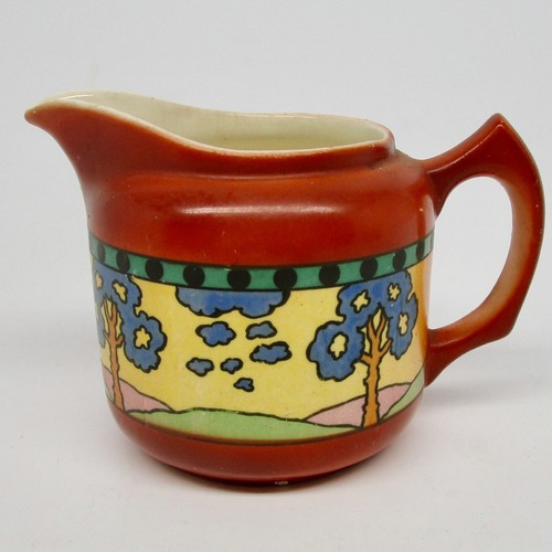 Vintage pottery creamer pitcher orange Czechoslovakia arts and crafts ...
