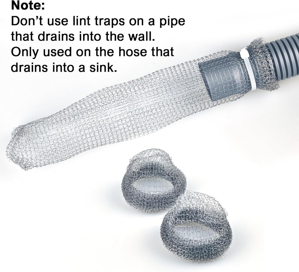 24 PC Lint Traps for Washing Machine Stainless Steel Mesh Washer Hose ...