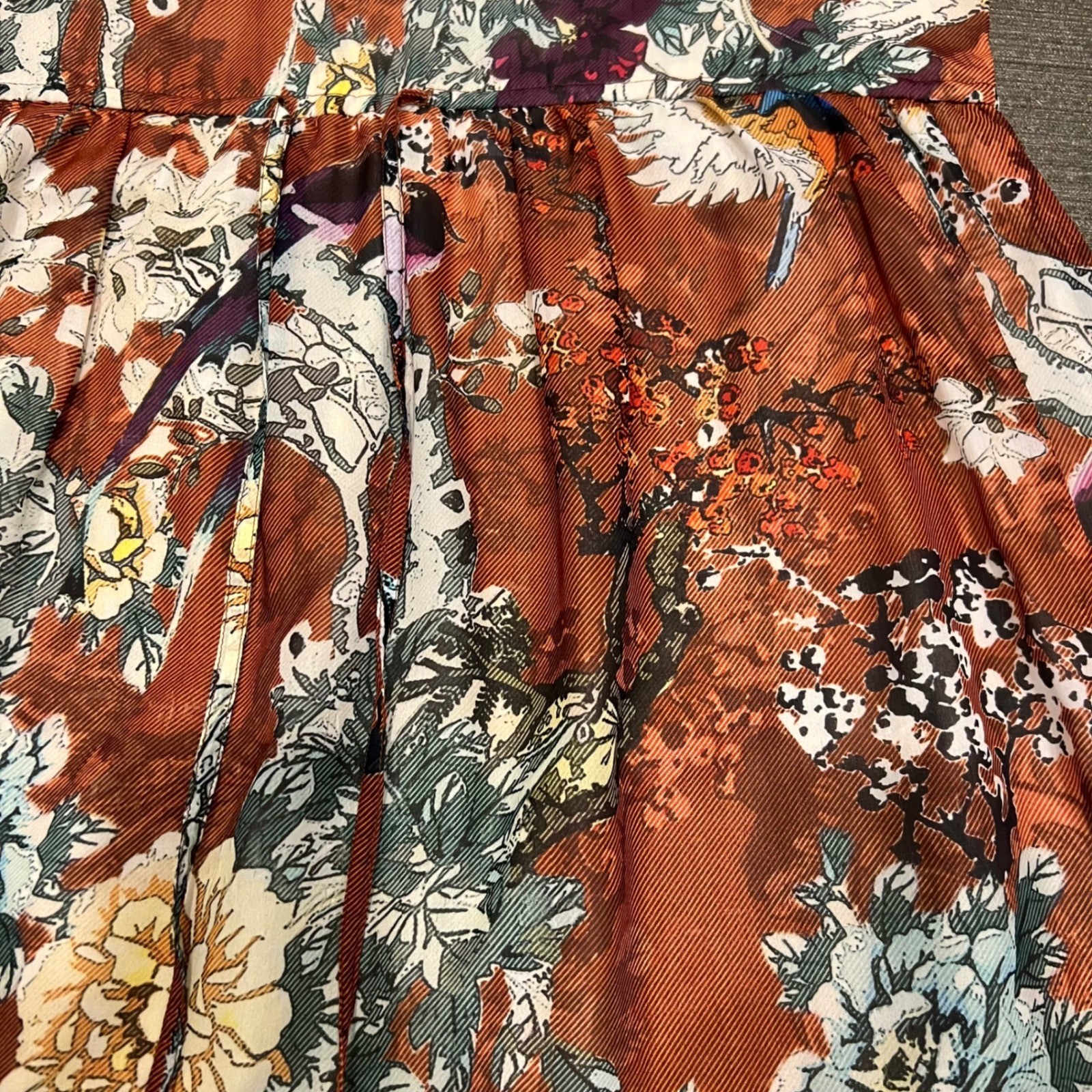 Hemant & Nandita Zeri Floral Botanical Tiered Dress Brown Boho ...