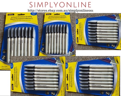 PREMIUM 40 Markers Black Permanent SUPER MarkerS Pen Bulk Texta Fine ...