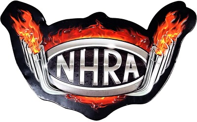 NHRA Embossed Metal Flames Sign Man Cave Garage Shop Basement Garage ...