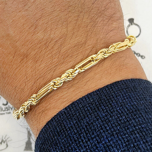 14K Yellow Gold 4.5mm Milano Figaro Rope Bracelet (Solid Links) 8.5" | eBay