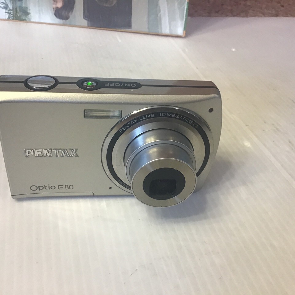 Pentax Optio E80 10.0 MP 3x Optical Zoom F2.9 Digital Camera 2 AA power Silver | eBay