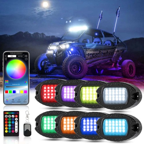 AUXBEAM 8PCS RGBW LED Rock Light Kit Off-Road Underglow Foot Wheel Well ...