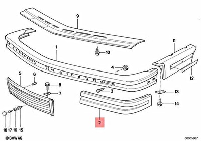 Genuine BMW E24 635CSi M6 Coupe Rubber Strip Bumper Front Left ...