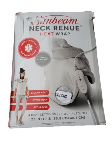 Sunbeam Neck Renue Heat Wrap 4 Heat Settings 2-hour auto off open box ...