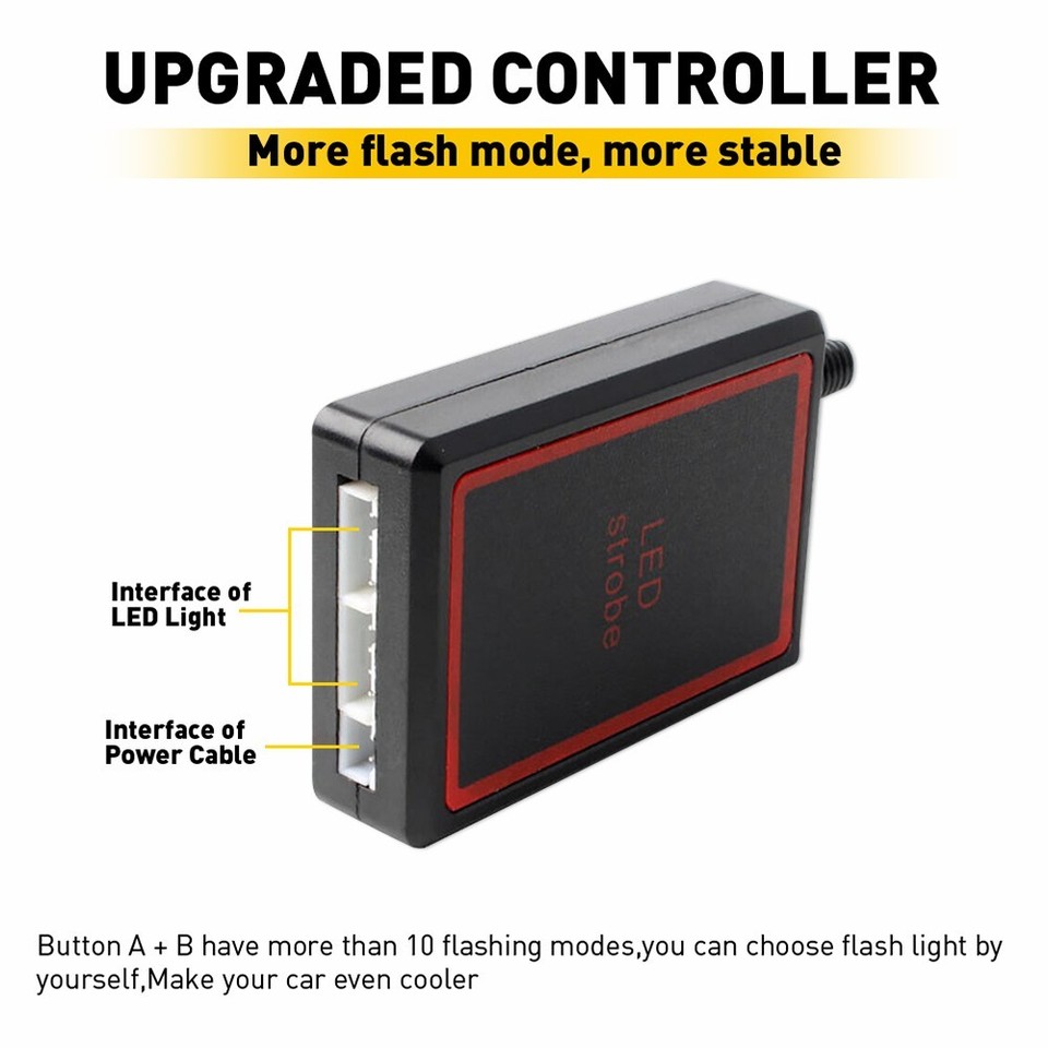 Amber/White 6LED Car Urgency Hazard Flash Strobe Light Dash Warning ...
