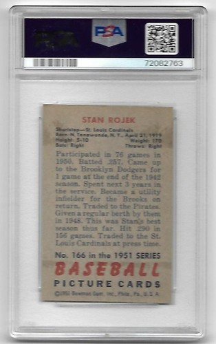 1951 Bowman #166 ~ STAN ROJEK ~ Pittsburg Pirates ~ PSA 6 EX-MT | eBay