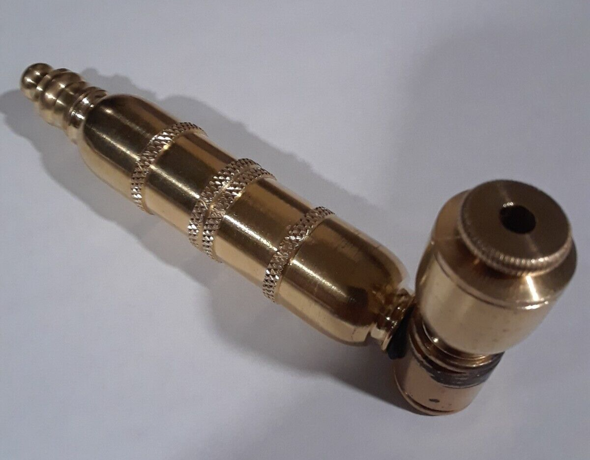 SOLID BRASS LARGE BOWLS CHAMBER TOBACCO PIPE CAP & POUCH & SCREEN USA ...