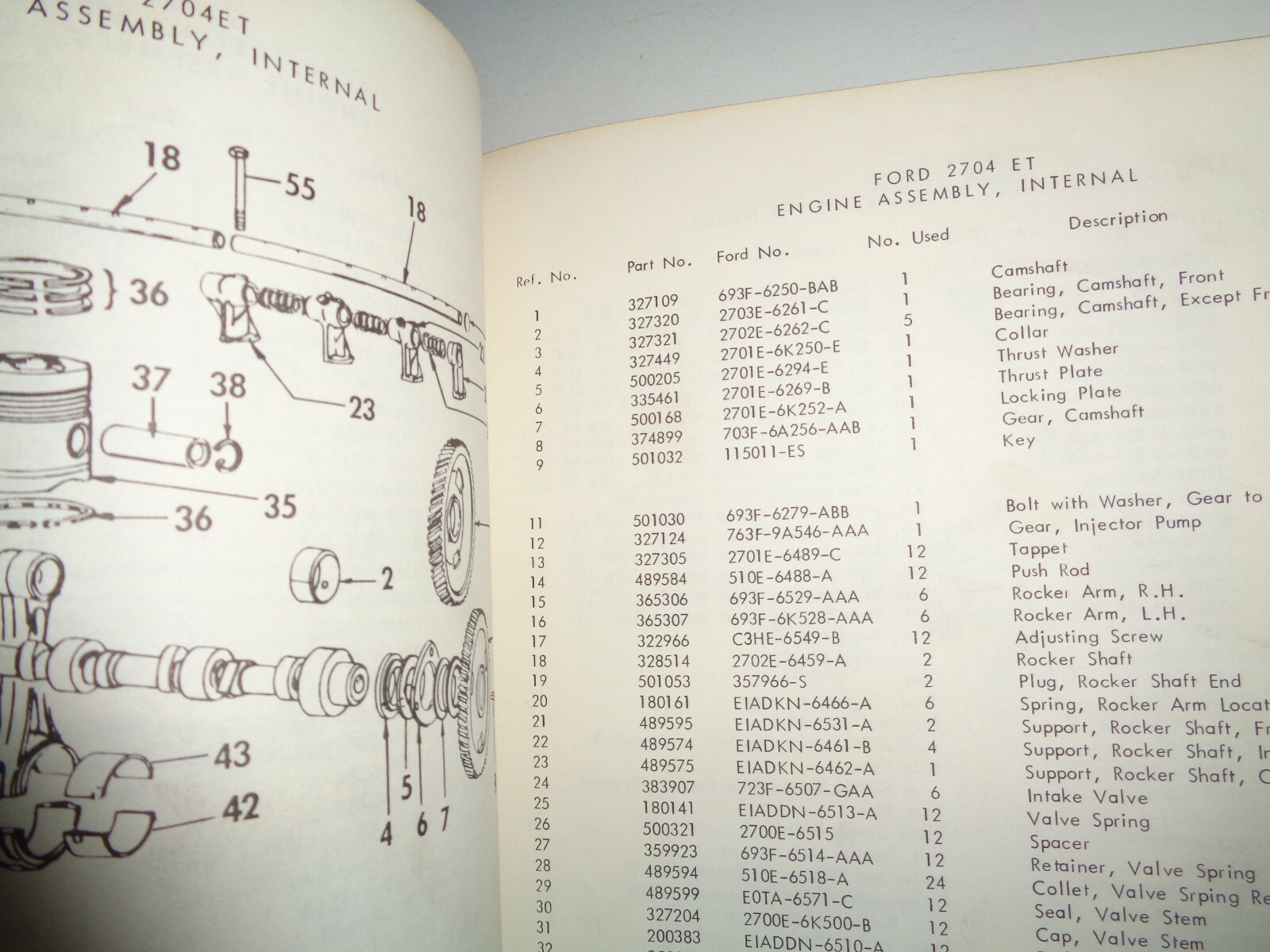 New Holland Ford 363 2704ET Engine Parts Catalog Manual Book 2/82 NH ...