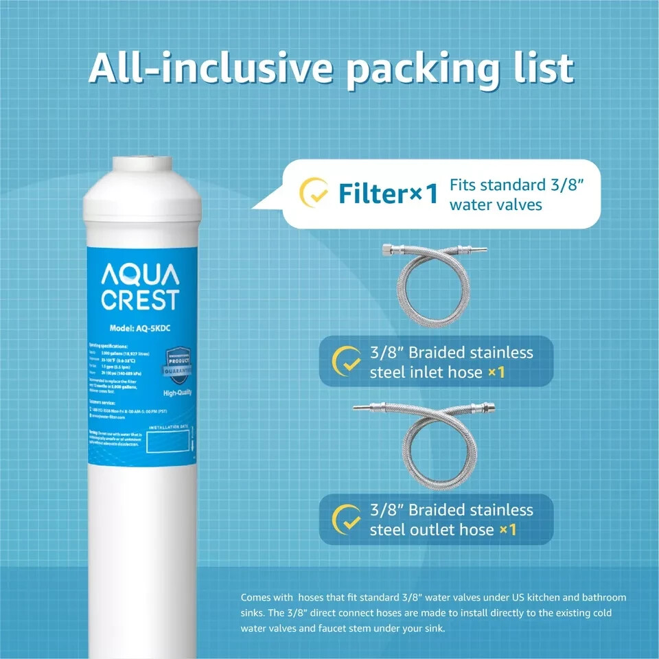 AQUA CREST 5KDC Under Sink Water Filtration System, NSF Certified, 5K ...