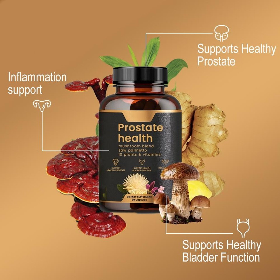 2X Natual Prostate Health Capsules with Mushroom Blend & Sawpalmetto 90 ...