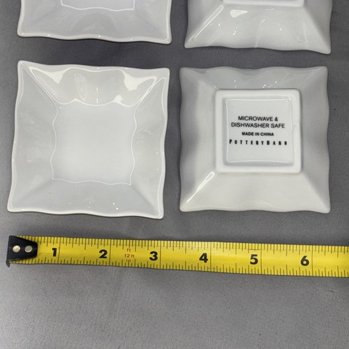 Set of 4 Pottery Barn White Square Porcelain Soy Sauce Dipping Dishes ...