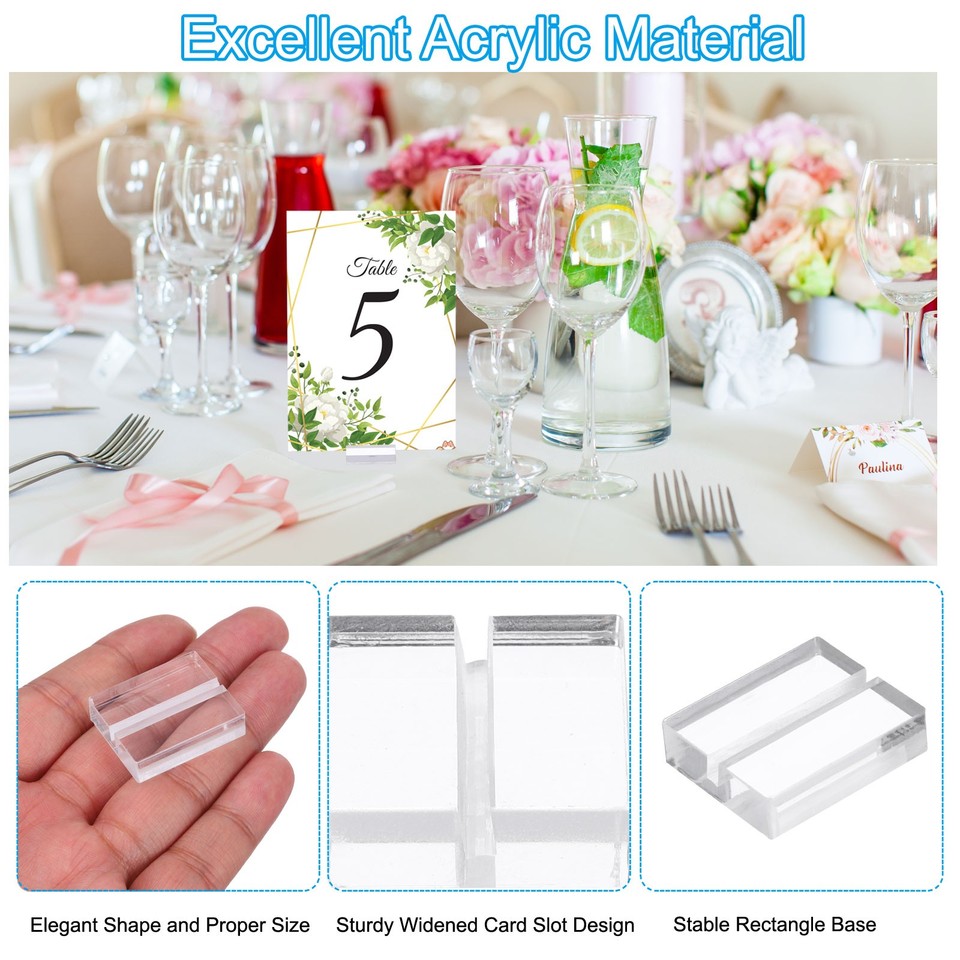 10 Pcs 1.2" Acrylic Place Card Holder Table Sign Number Holder Name ...