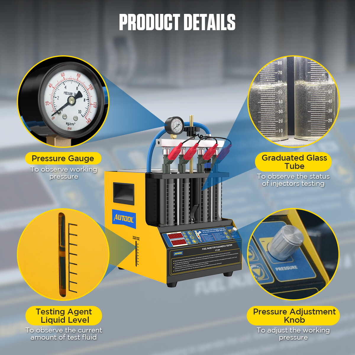 AUTOOL CT160 Auto Car Ultrasonic Fuel Injector Tester Cleaner Cleaning ...