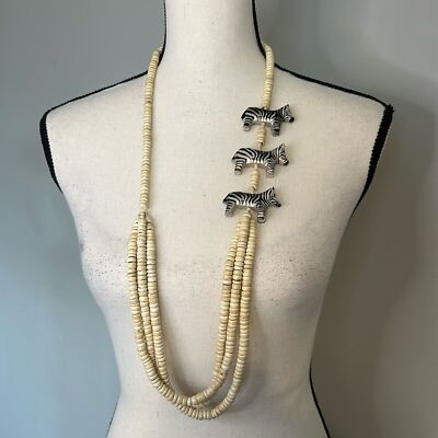 Navajo Shells Buffalo Bone Zebra Safari Natural Beaded Puka Vintage ...