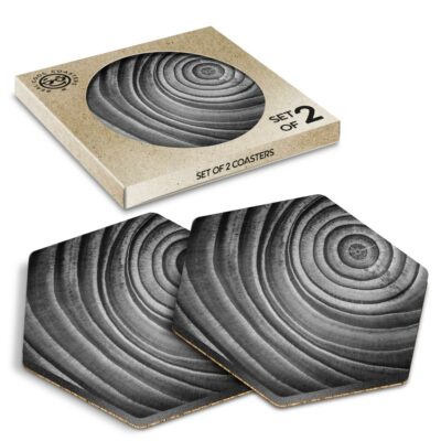 2 x Hexagon Coasters - BW - Tree Trunk Wood Section Rings #37763 | eBay UK