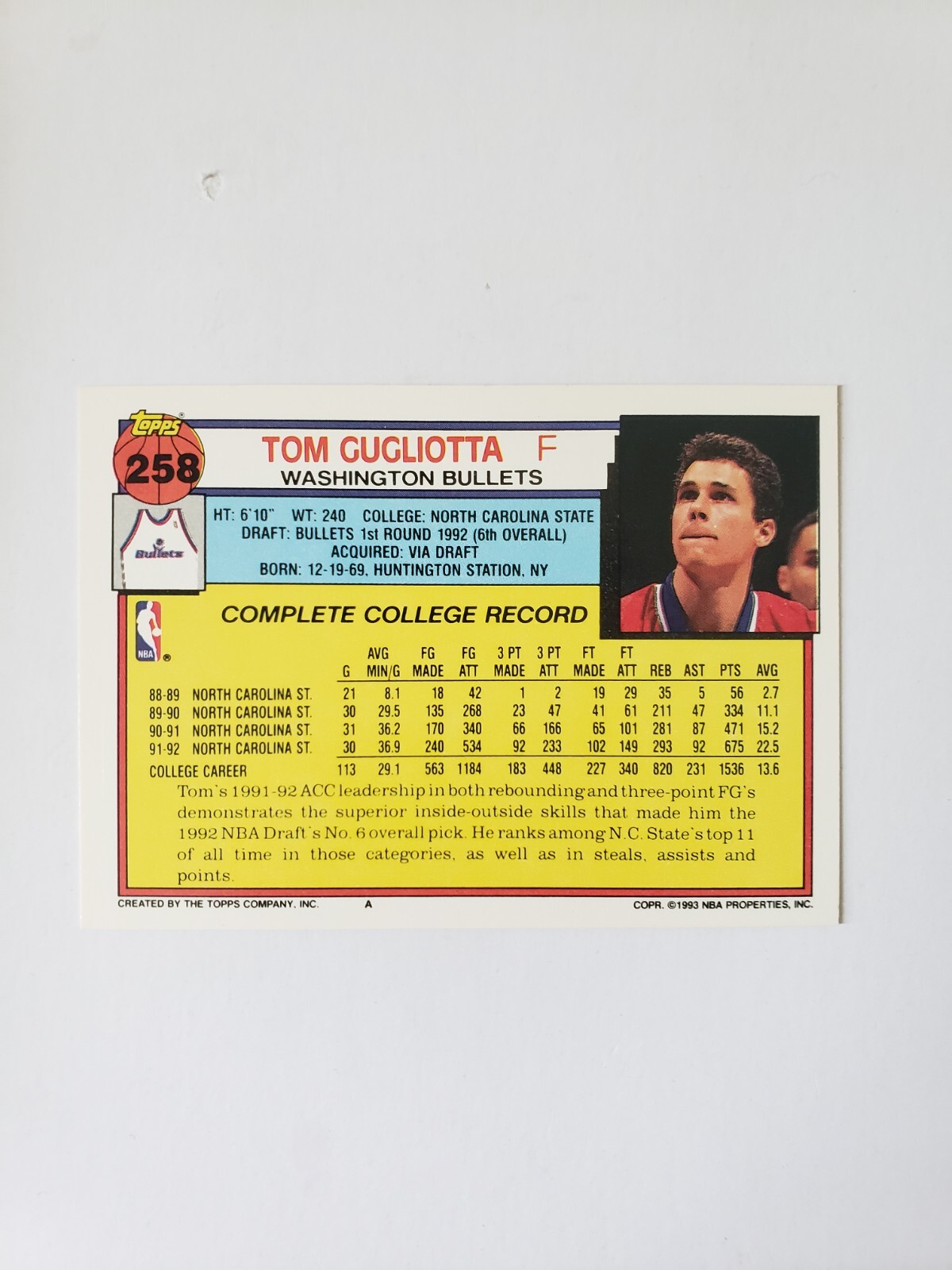 1992-93 Topps - #258 Tom Gugliotta (RC) for sale online | eBay
