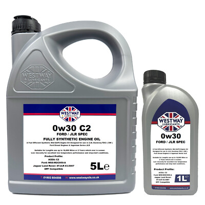 0W30 C2 Ford JLR 6 Litres Synthetic Engine Oil WSS-M2C950-A STJLR.03. ...