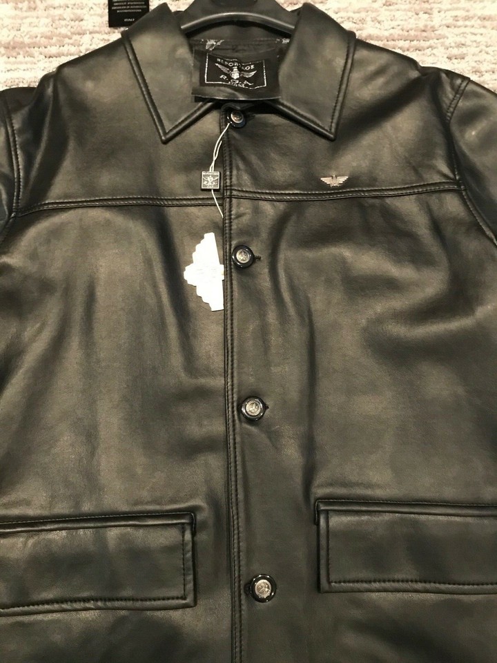 NWT REPORTAGE RGA ITALY Men's Faux Leather Car Coat Black Size X-Large ...