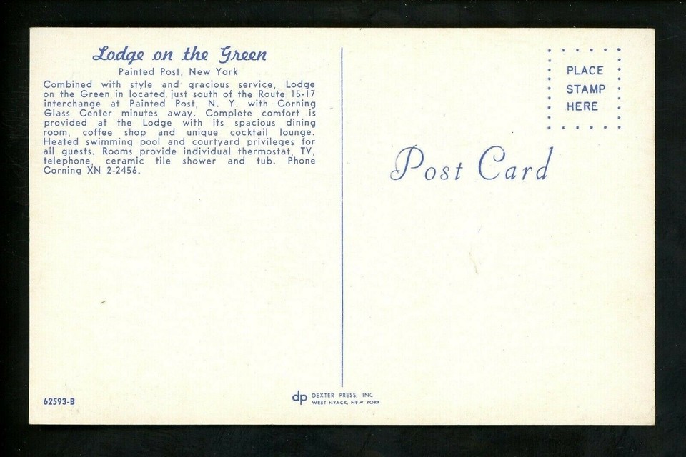 Motel Hotel Postcard New York NY Painted Post Lodge on the Green chrome ...