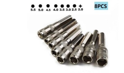 8 Piece Mini 4mm Hex Shank Driver Socket set 2.5/3/3.5/4/4.5/5/5.5mm ...