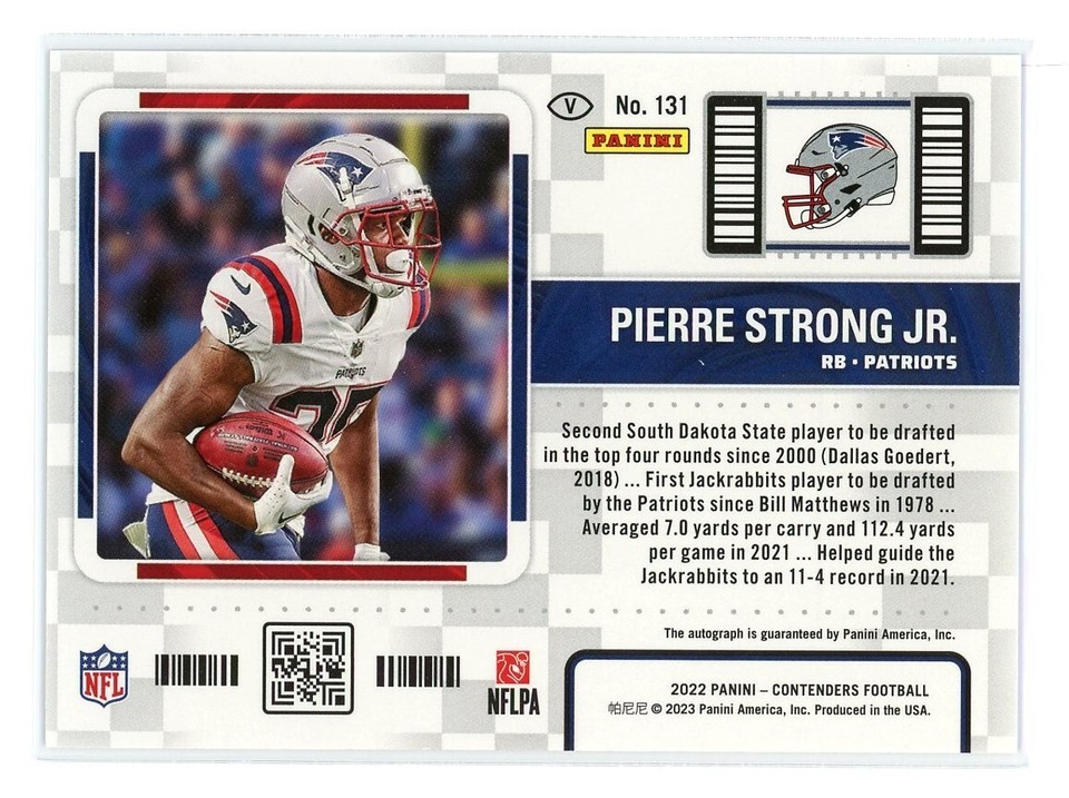 2022 Panini Contenders Pierre Strong Jr #131 Playoff Ticket Rookie Auto ...