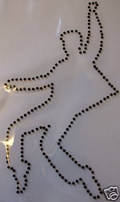 ELVIS outline Black iron-on rhinestone diamante bling transfer applique ...