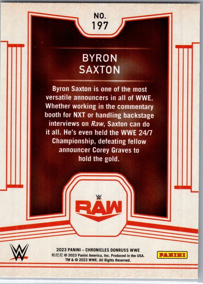 2023 Panini Chronicles WWE #197 Byron Saxton Bronze | eBay