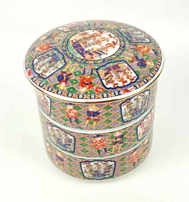 Porcelain 3 Tier Stacking Rice Soup Jubako Bento Box Bowls Japan~Ship ...