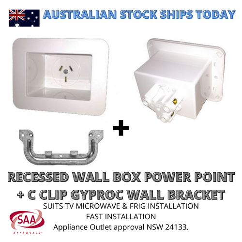 Recessed Single Mains 240V Power Point Box GPO Wall Plate+ Bracket | eBay