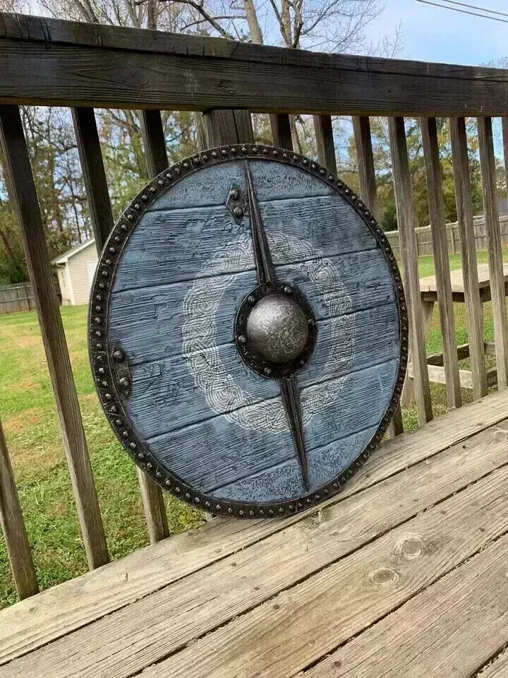 Medieval Shield Viking Shield Wooden Hand Painted Fitted Heavy Metal ...