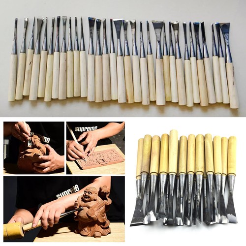 31pcs Hand Wood Carving Hand Chisel Set Woodworking Lathe Gouges With ...