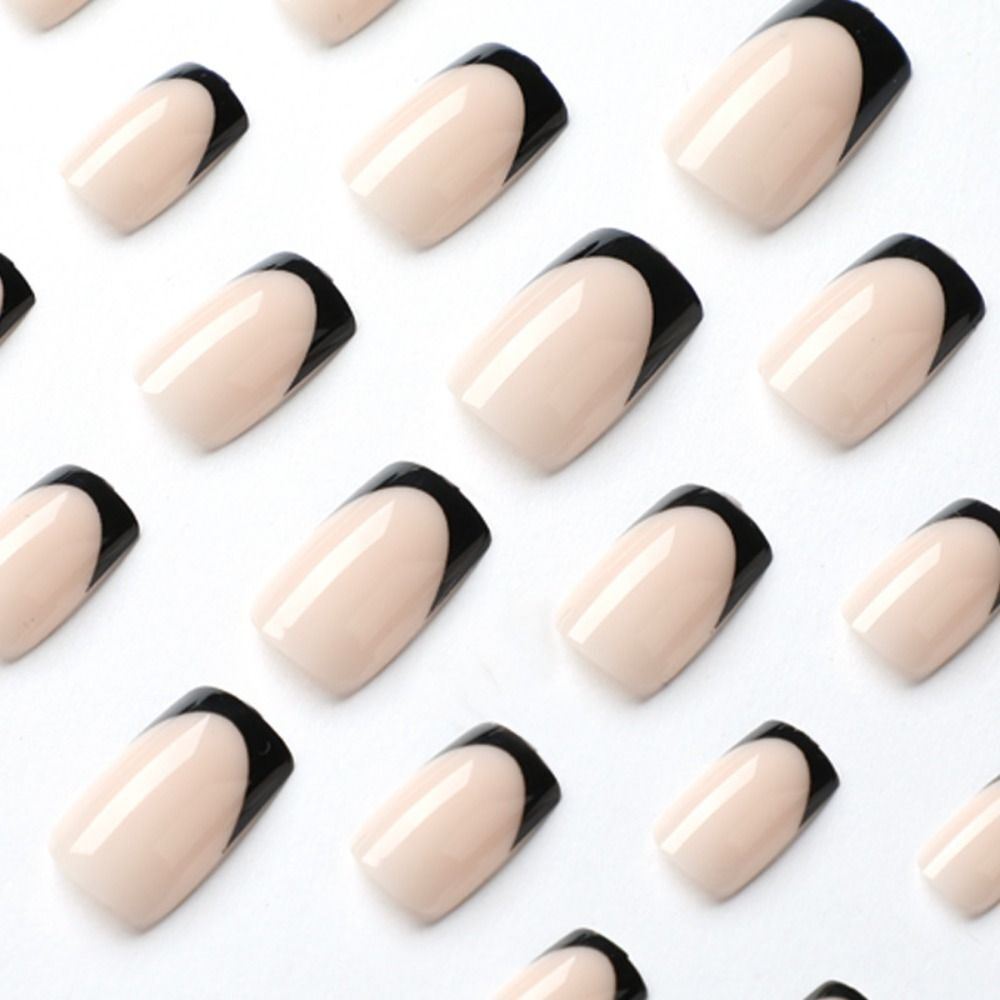 Manicure Fake Nials Press on Nails Short Square False Nails French ...