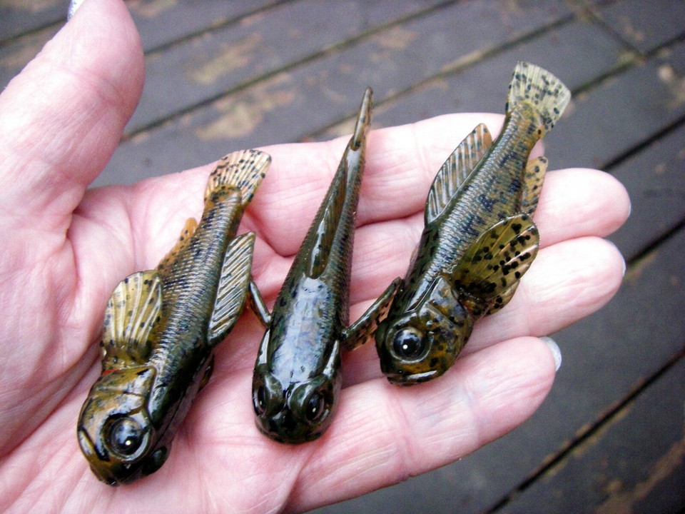 Goby Lifelike soft bait bronze gobie 3" lure pike 3ct Realistic walleye ...