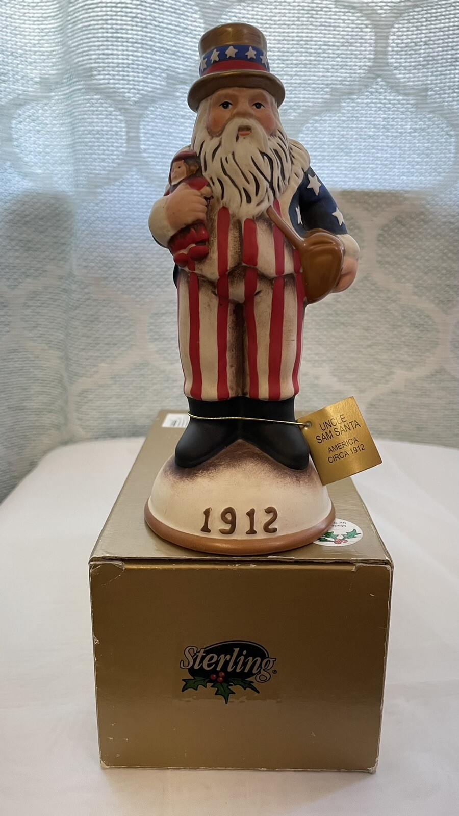 VINTAGE UNCLE SAM PATRIOTIC 1912 SANTA STARS & SRIPES BISQUE FIGURINE ...