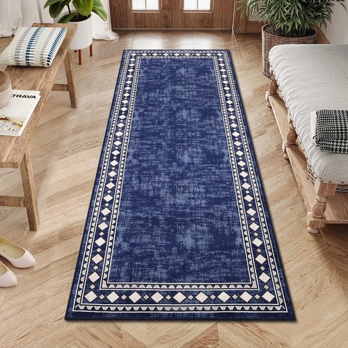 Runner Rug Washable Modern Bordered Hallway Runner, Non-Slip Stain ...