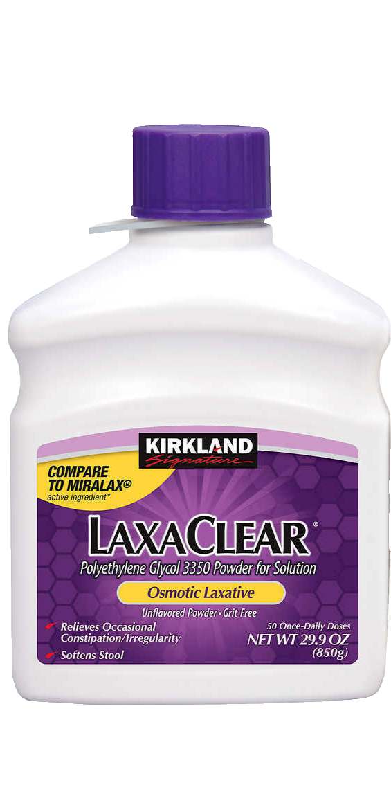 Kirkland Signature LaxaClear Laxative Polyethylene Glycol 50 Doses VS ...
