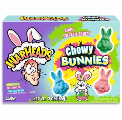 Lot (3) Warheads Chewy Bunnies Theatre Box, Assorted Sour Easter Candy ...