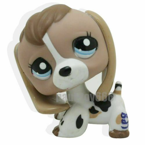Littlest Pet Shop Puppy Dog White Black Tan Cow Print Baby Beagle LPS ...