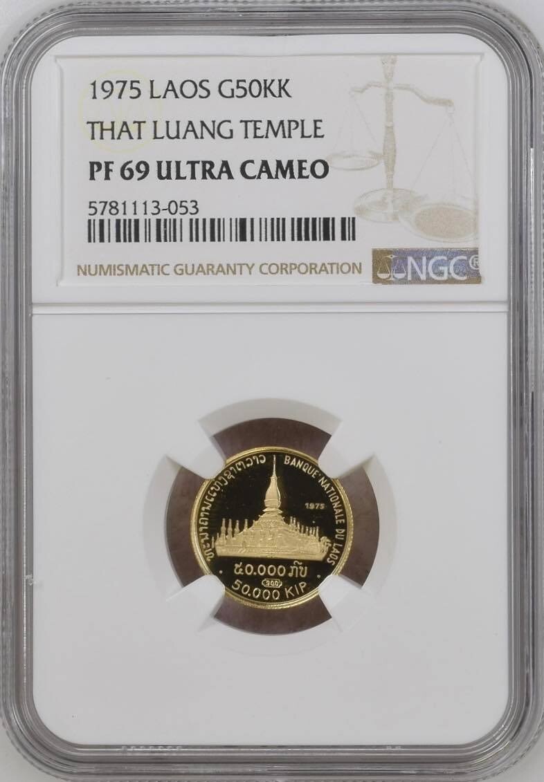 LAOS , GOLD 50,000 KIP 1975 THAT LUANG TEMPLE - NGC PF 69 UC , RARE5 | eBay