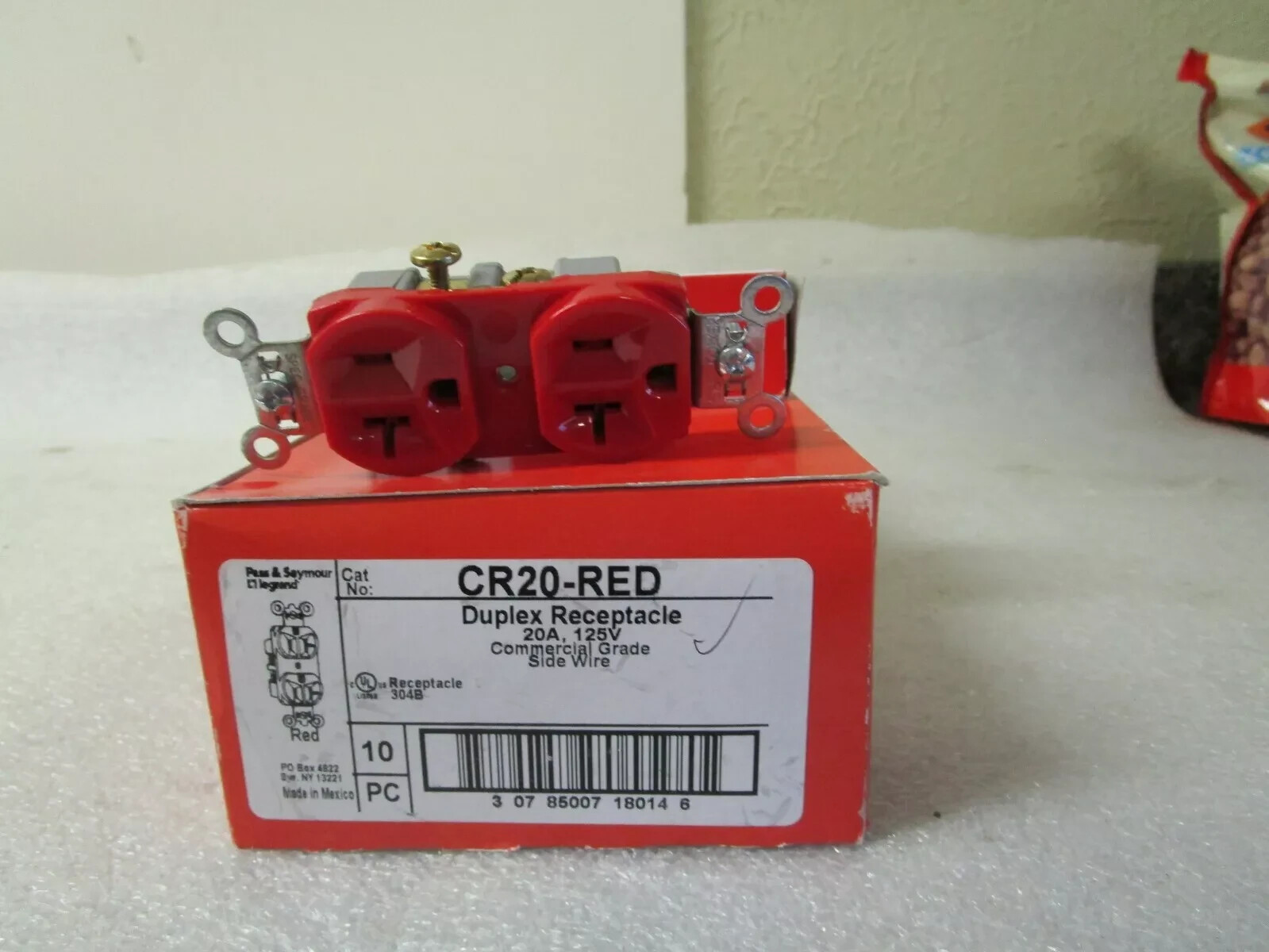 Legrand Pass & Seymour CR20-RED Duplex Commercial Receptacle In Red 20A ...