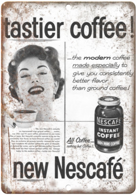 Nescafe Instant Coffee Vintage Ad 12" x 9" Reproduction Metal Sign N205 ...