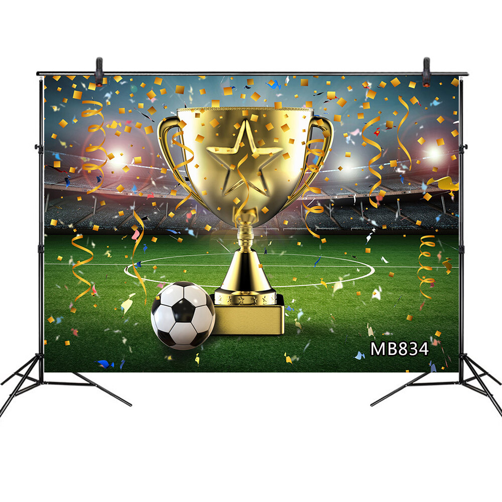 Gold Trophy in Football Soccer Stadium 7x5ft Vinyl Backdrop Photo ...