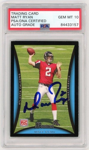 Matt Ryan Signed 2008 Bowman Rookie Card RC PSA GEM MT 10 AUTO | eBay