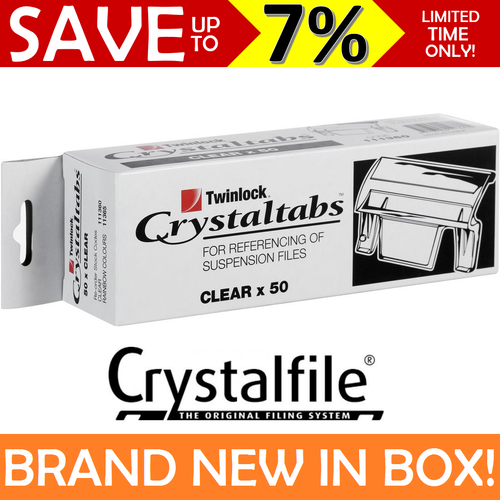 NEW IN PACK 50x Crystalfile Suspension File Tabs Twinlock Clear ...