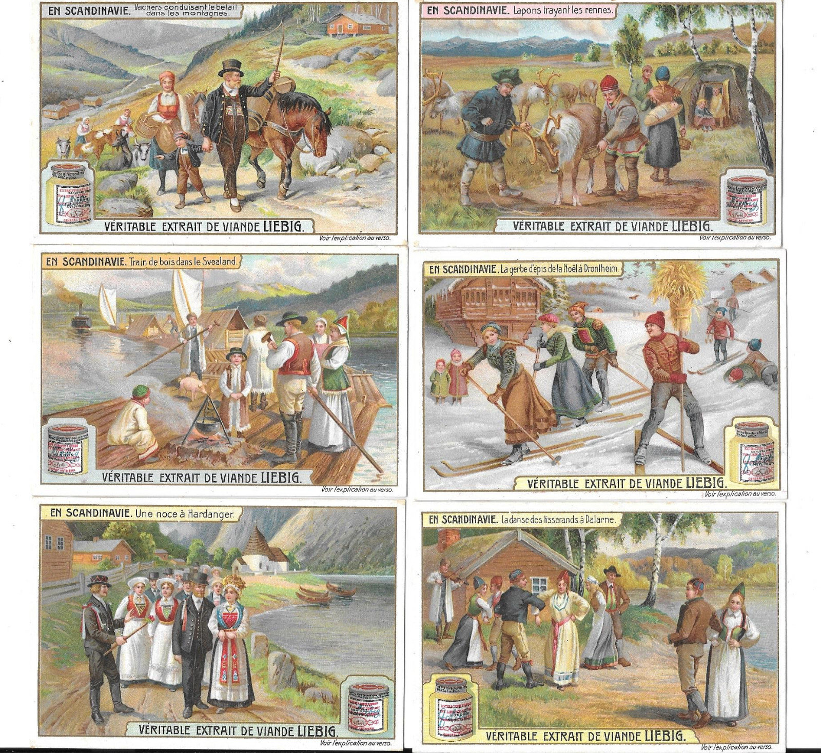 LIEBIG TRADE CARDS, IN SCANDINAVIA 1907 Set of 6 Cards (S910 French ...